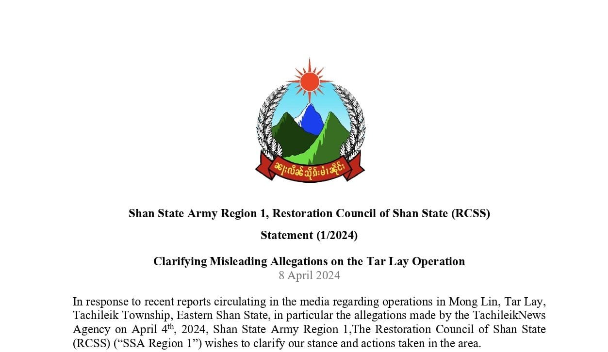 Shan State Army Regoin 1 Statement on Clarifying Misleading Allegations ...
